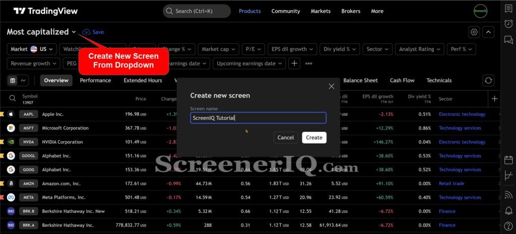 Tradingview Stock Screener Guide | ScreenerIQ.Com